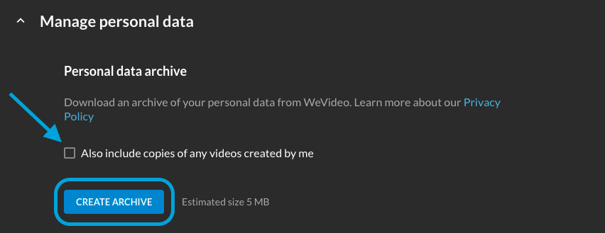 How do I create a data archive? – WeVideo