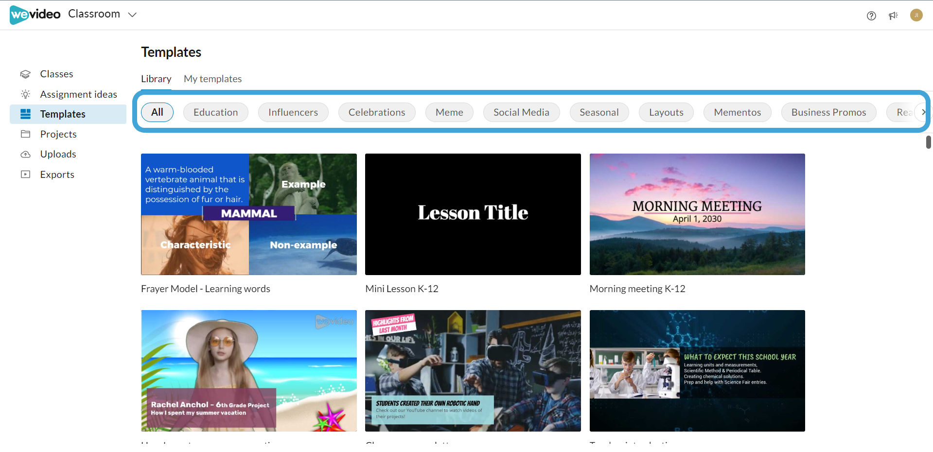 How do I use templates to create new projects? – WeVideo