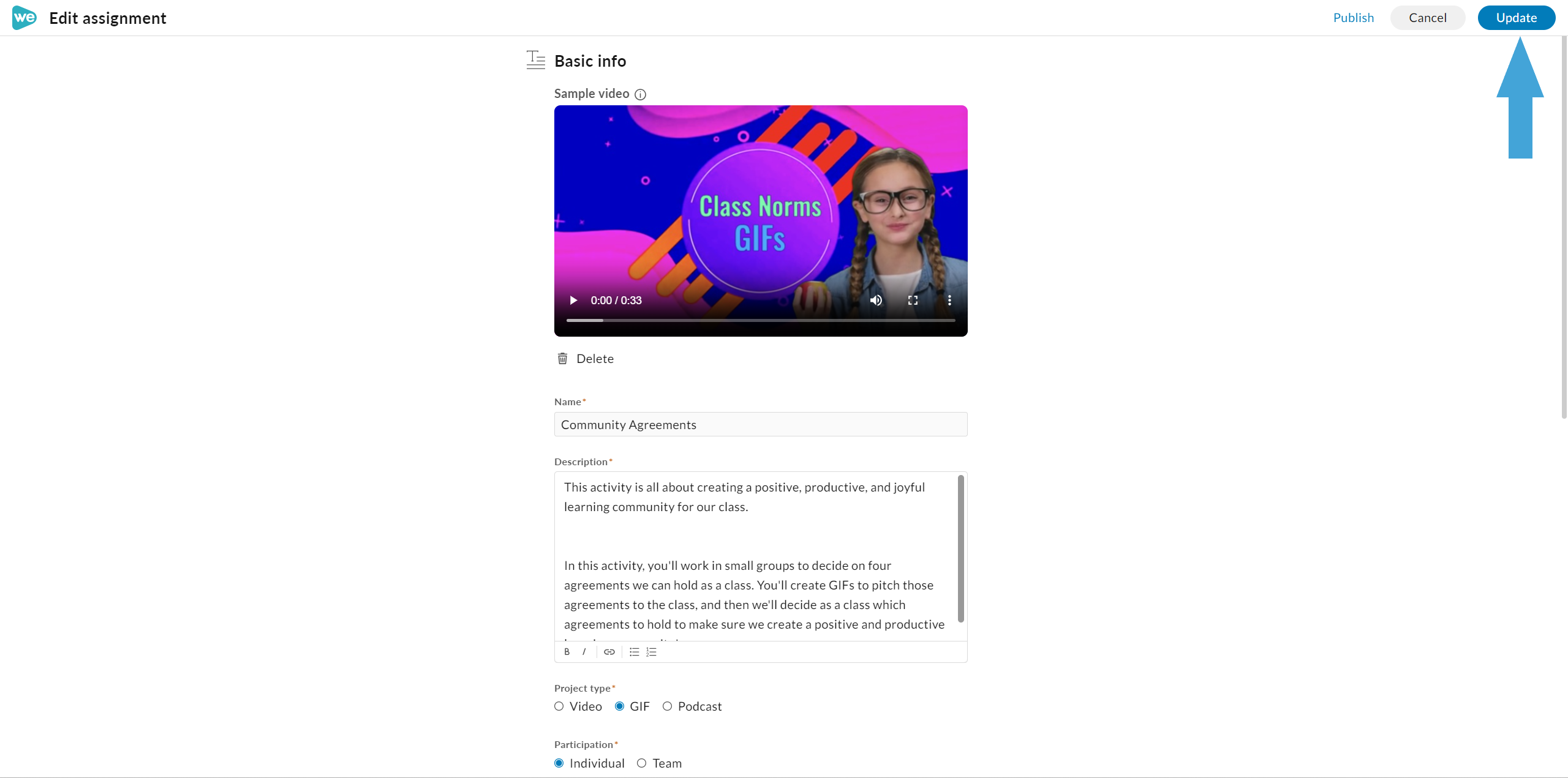 How do I create assignments in my class with the Assignment Ideas Library? – WeVideo