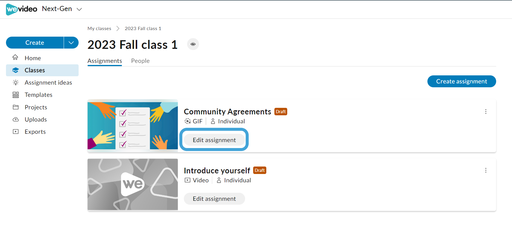 How Do I Create Assignments in My Class with the Assignment Ideas Library? – WeVideo