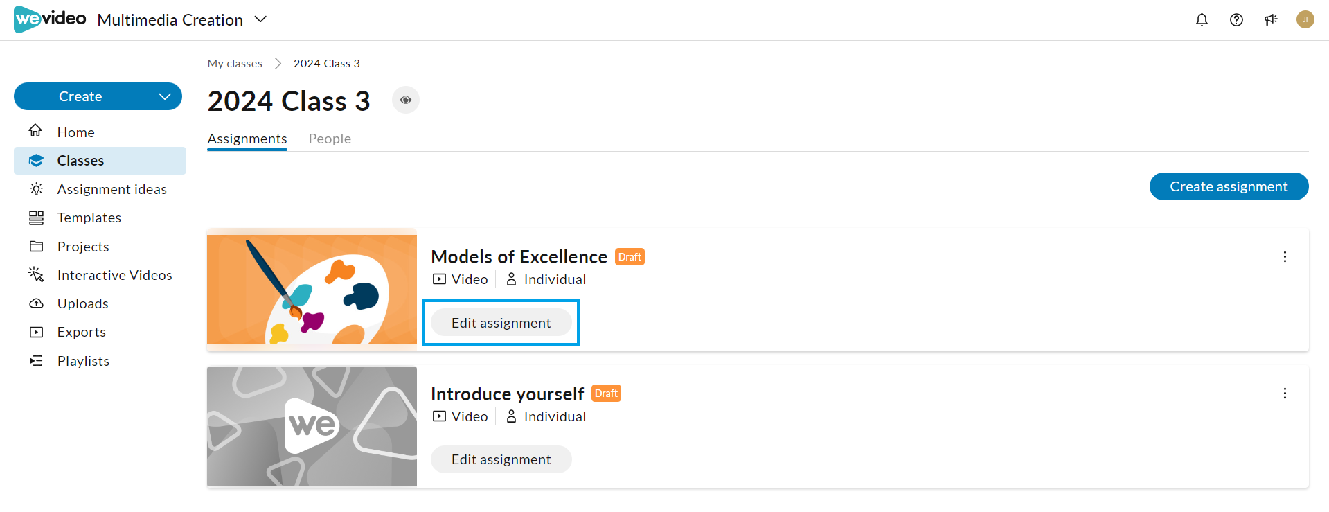 How do I create assignments in my class with the Assignment Ideas Library? – WeVideo