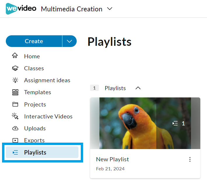 How do I create playlists in the Multimedia Creation space? – WeVideo