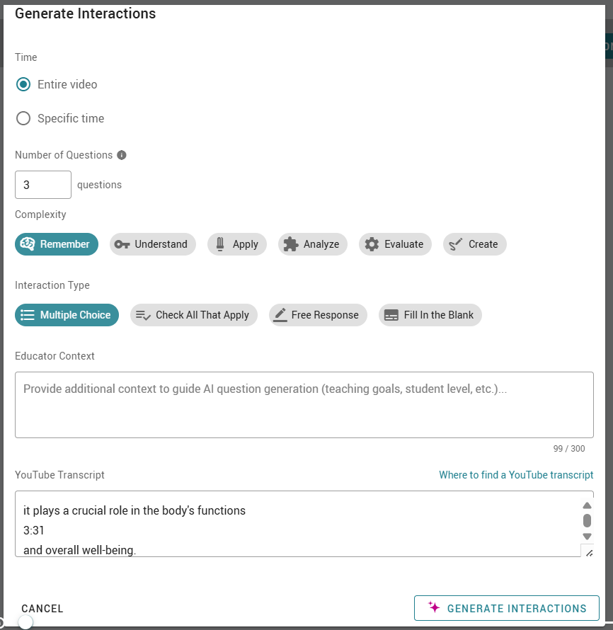 How can I generate interactions with AI in Interactivity? – WeVideo